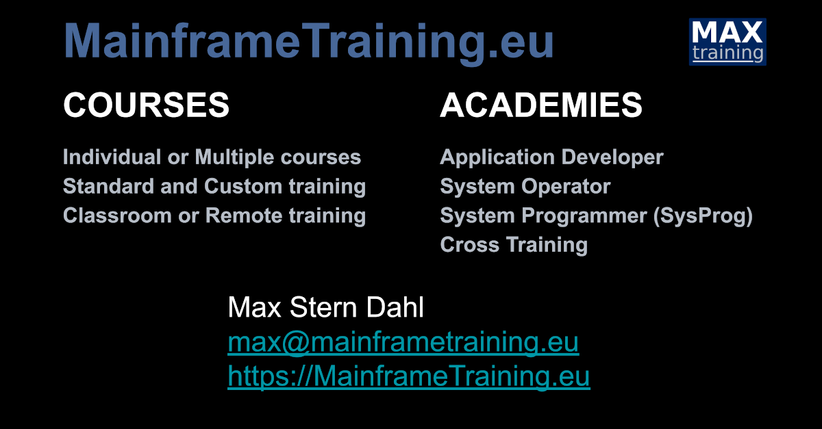 Home – MAINFRAMEd - Cobol & PL/1 Training by Max Training.